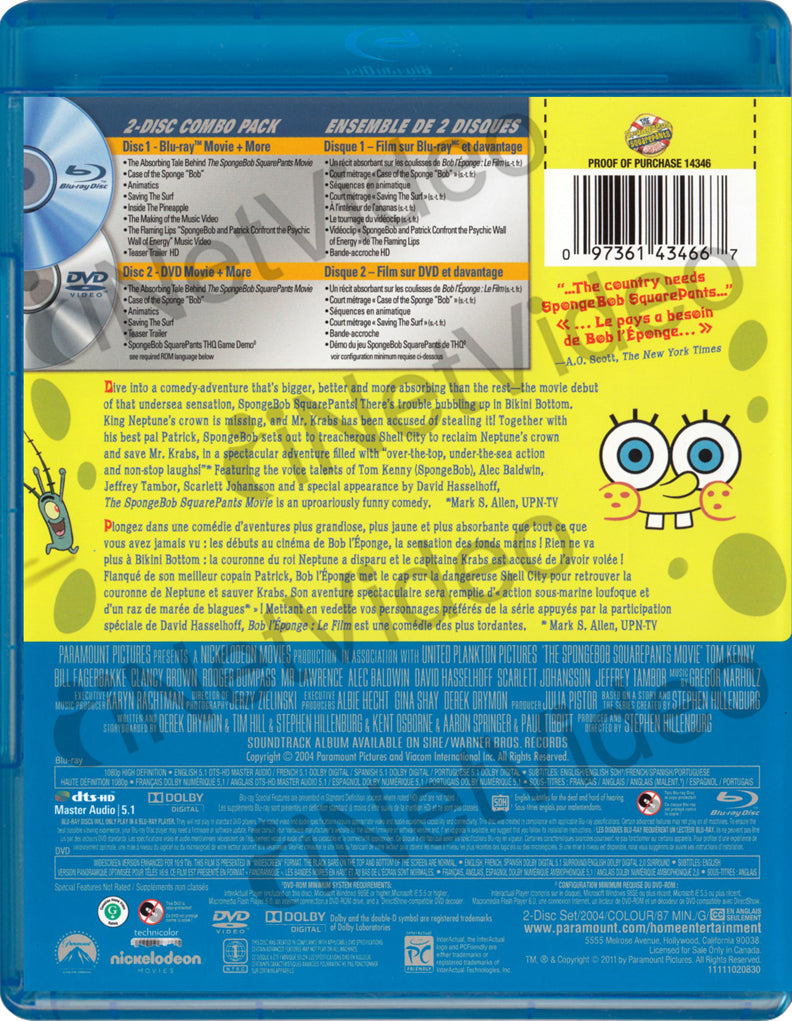 SpongeBob SquarePants - The Movie (Blu-ray + DVD) (Blu-ray) (Bilingual ...