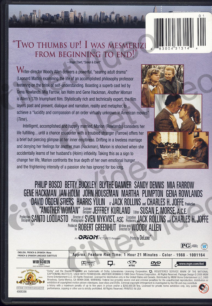 Another Woman (MGM) on DVD Movie