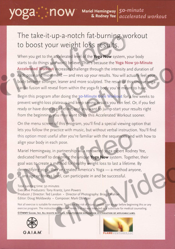 Yoga Now: 50-minute Accelerated Workout on DVD Movie