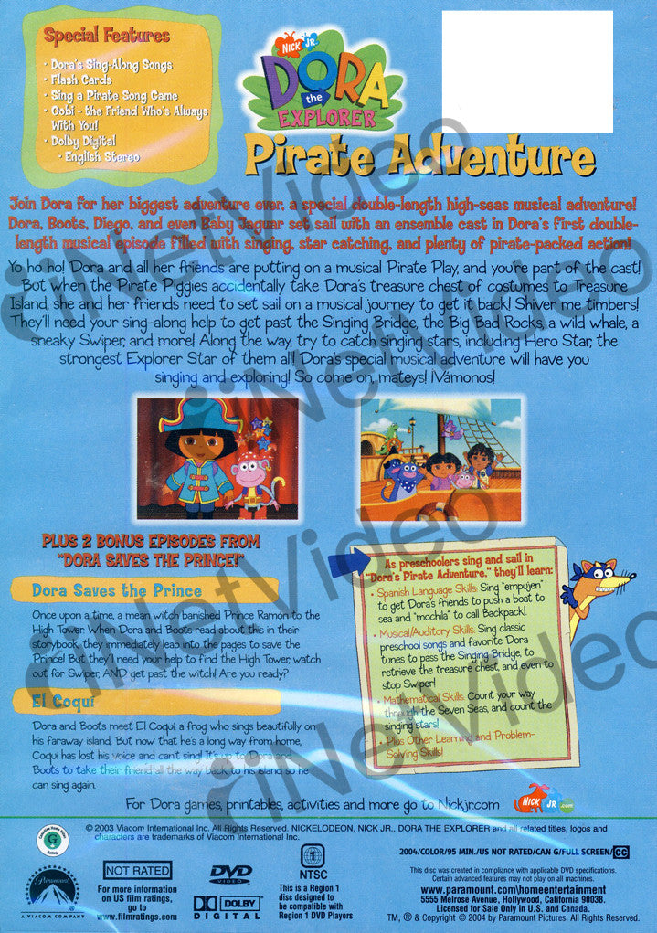 Dora the Explorer - Pirate Adventure on DVD Movie