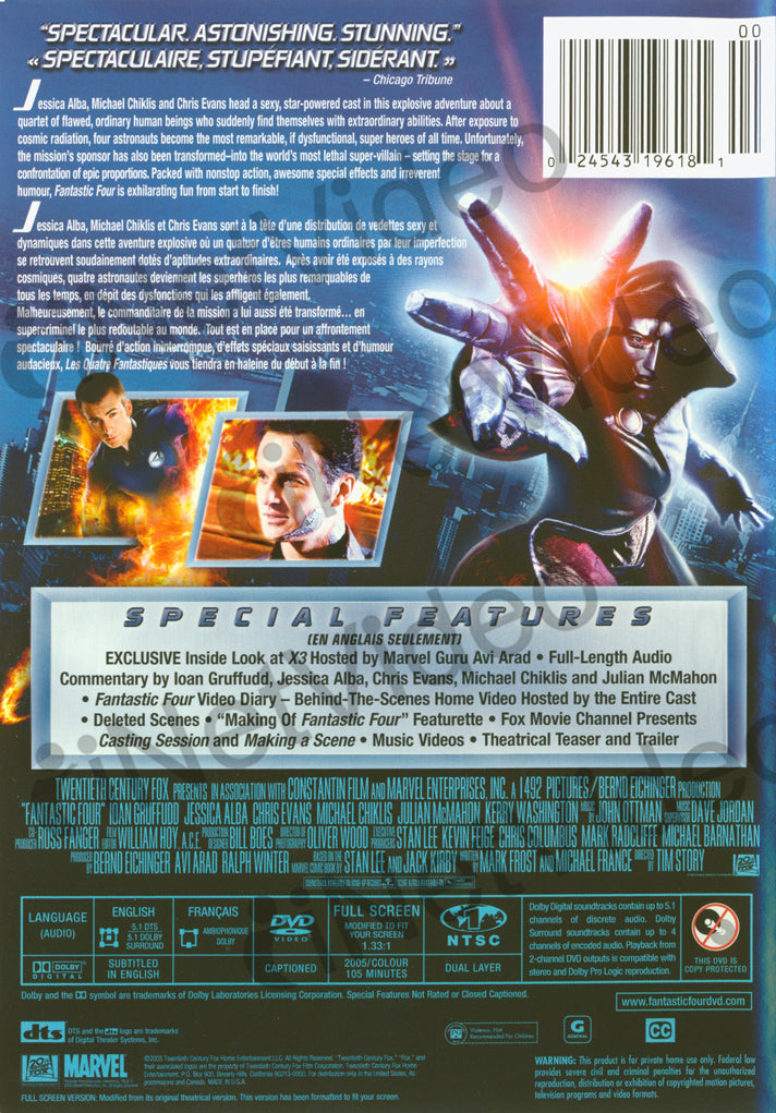 Fantastic Four (Full Screen Edition) (Bilingual) on DVD Movie