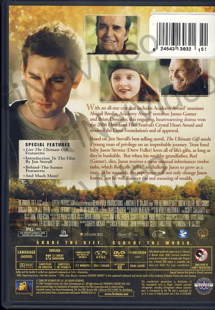 THE ULTIMATE GIFT DVD ABIGAIL BRESLIN, BRIAN DENNEHY, JAMES