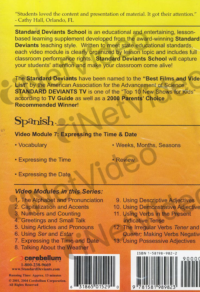 Standard Deviants School - Spanish - Program 7 - Expressing the Time ...
