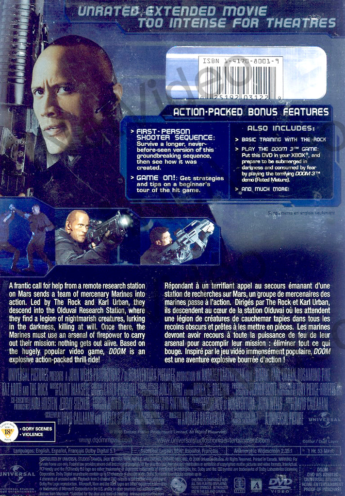 Doom (Widescreen Unrated Extended Edition) on DVD Movie