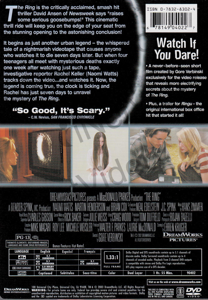 The Ring (Full Screen Edition) on DVD Movie