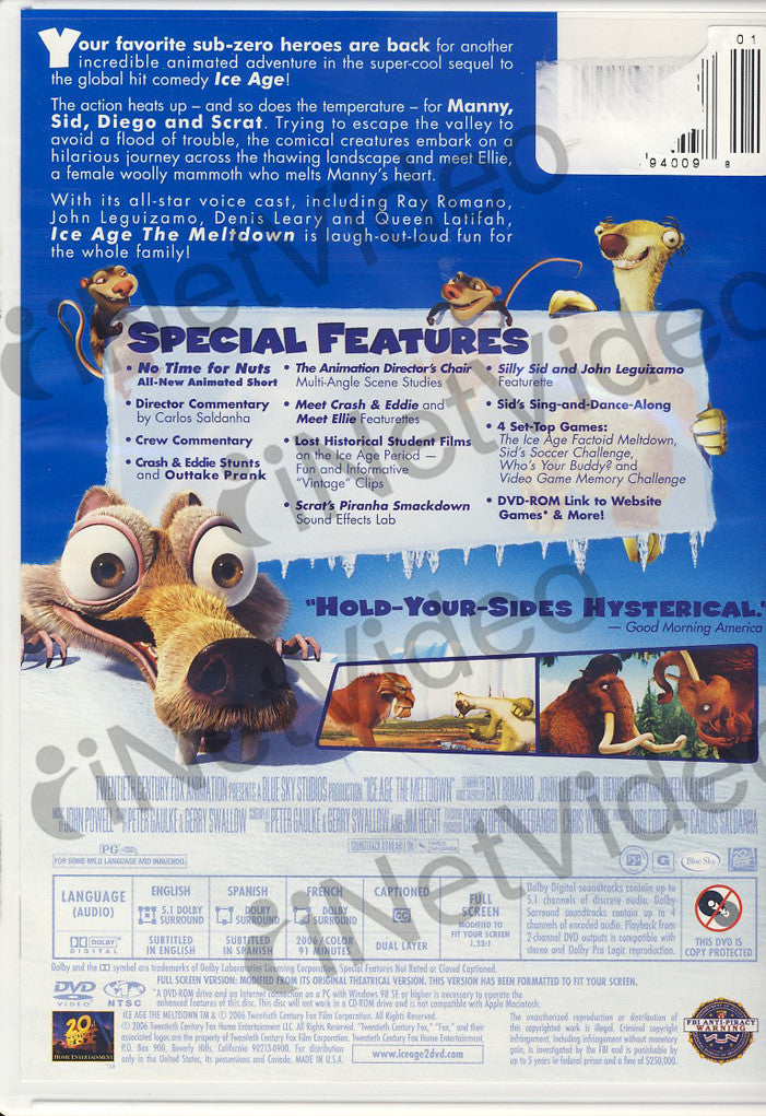 Ice Age The Meltdown Dvd Ice Age 2 The Meltdown Dvd Cover DVD