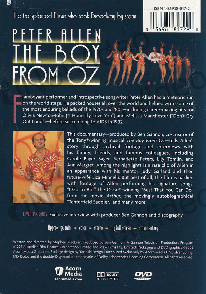 Peter Allen - The Boy From Oz on DVD Movie