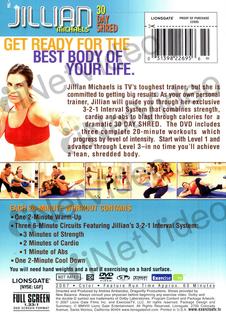 Jillian Michaels 30 Day Shred Dvd
