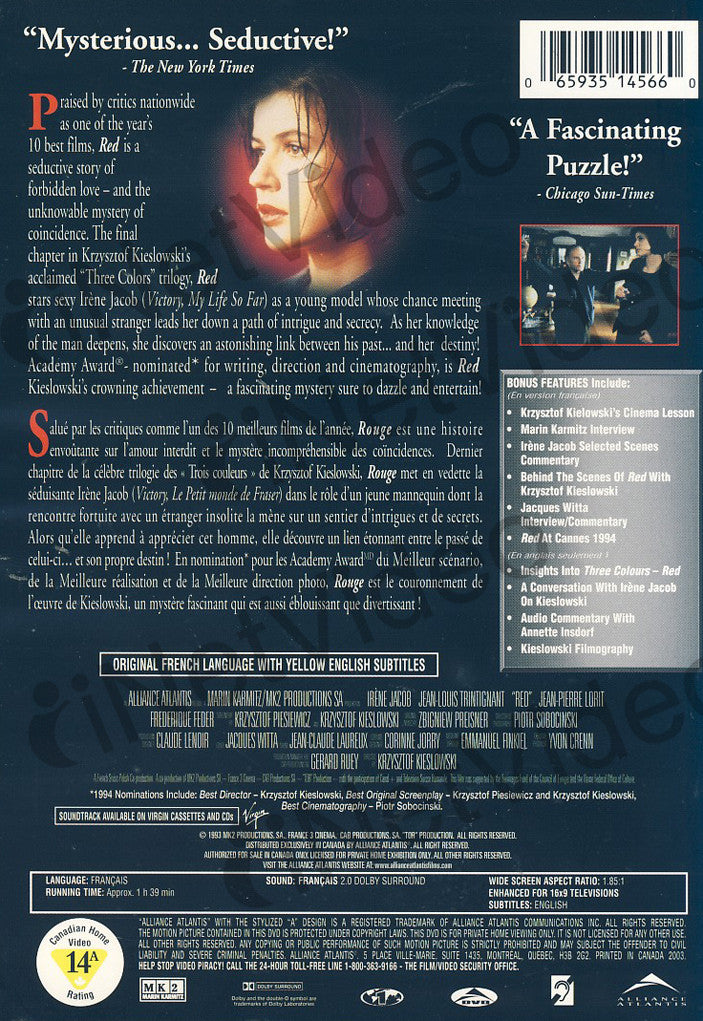 Red (Three Colors Trilogy) on DVD Movie