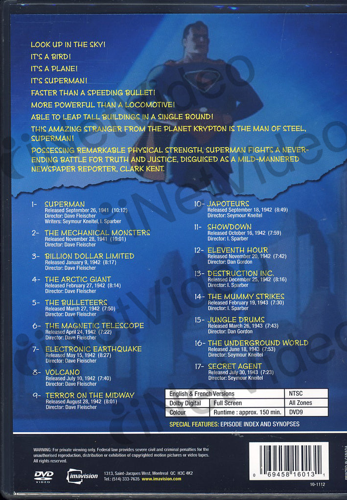 Superman By Max And Dave Fleischer (17 Cartoons) on DVD Movie