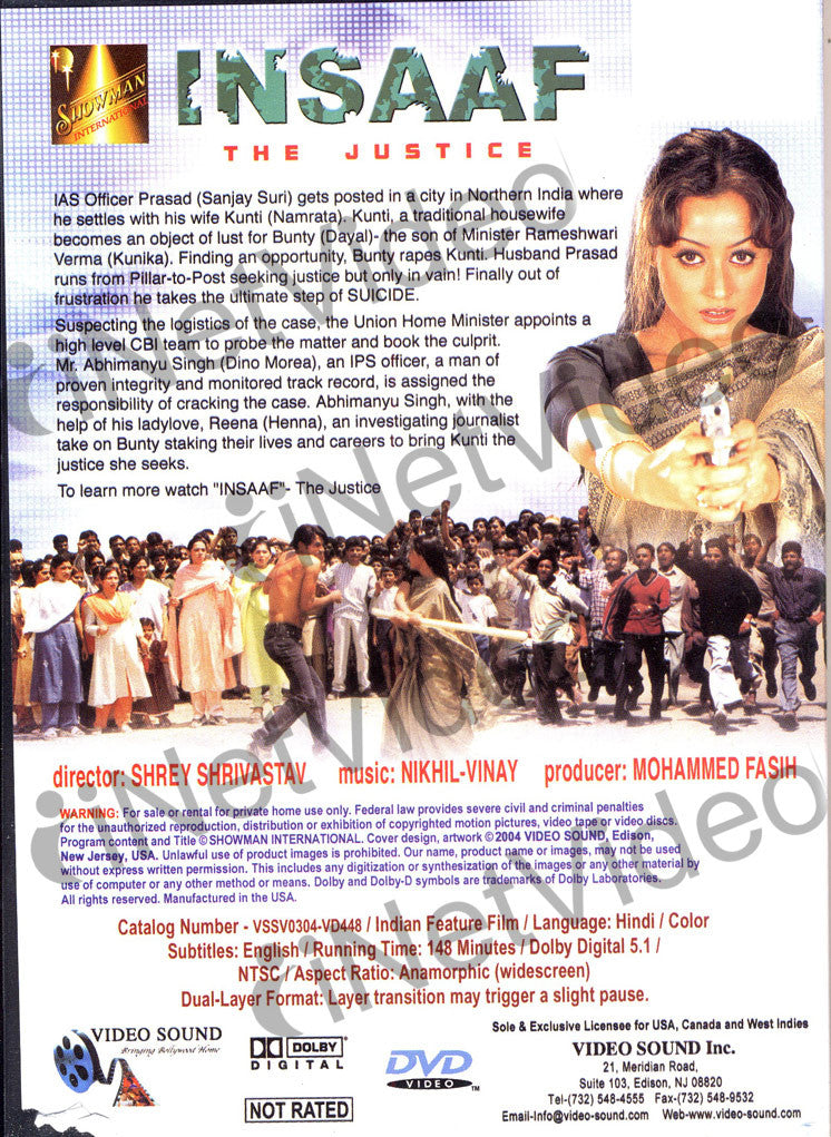 Insaaf - The Justice (Original Hindi movie) on DVD Movie
