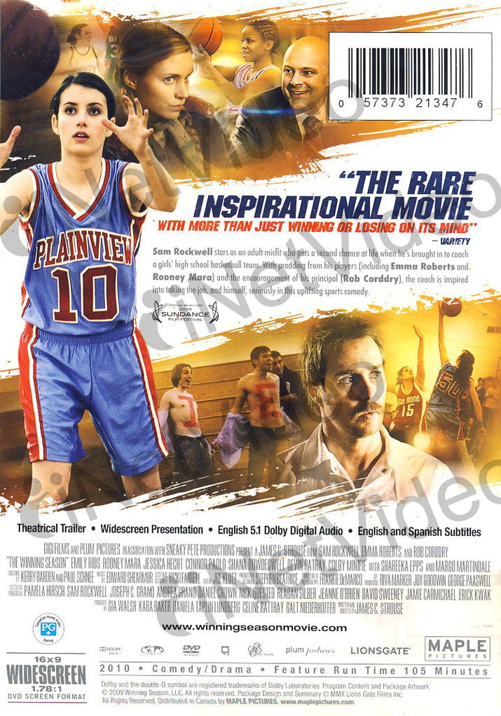 The Winning Season (Sam Rockwell) on DVD Movie