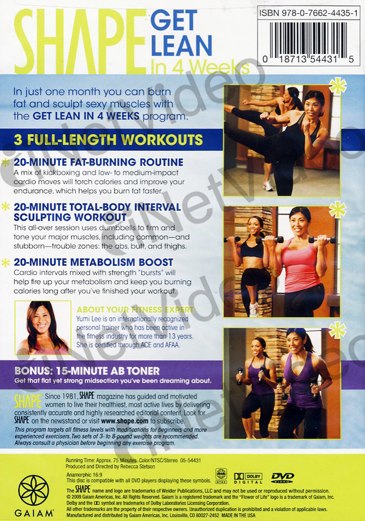 Shape - Get Lean in 4 Weeks on DVD Movie