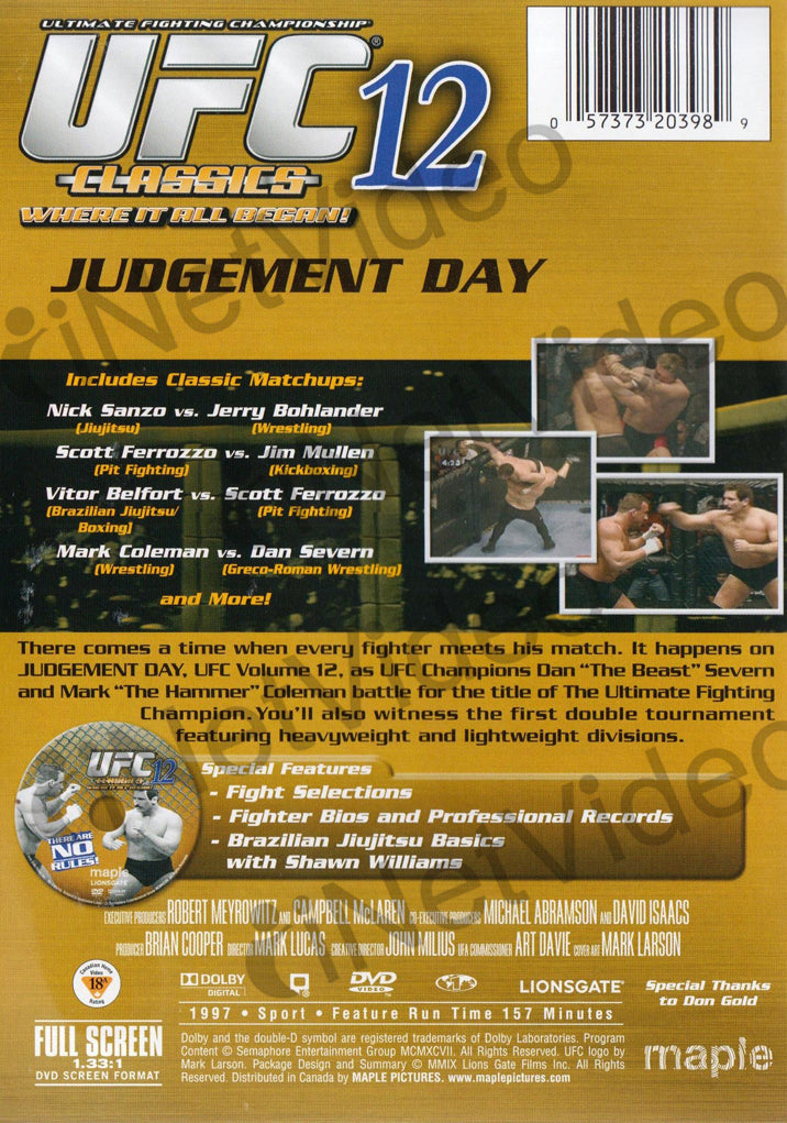 UFC - Ultimate Fighting Championship Classics - Vol. 12 on DVD Movie