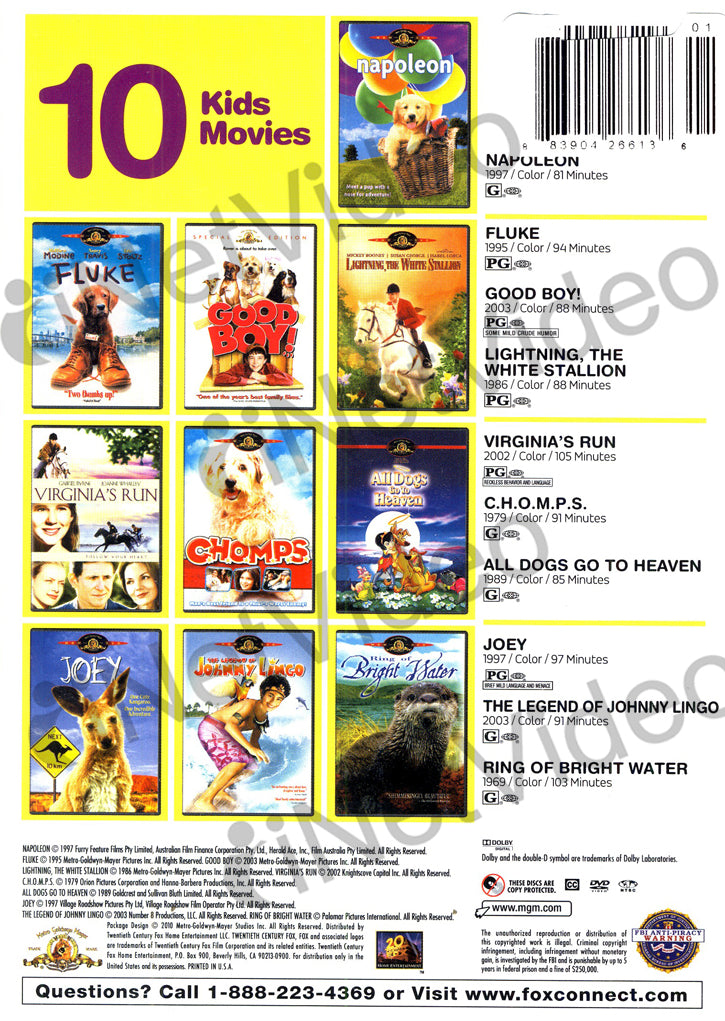 MGM 10 Kids Movies (Napoleon.......Ring of Bright Water) (Boxset) on ...