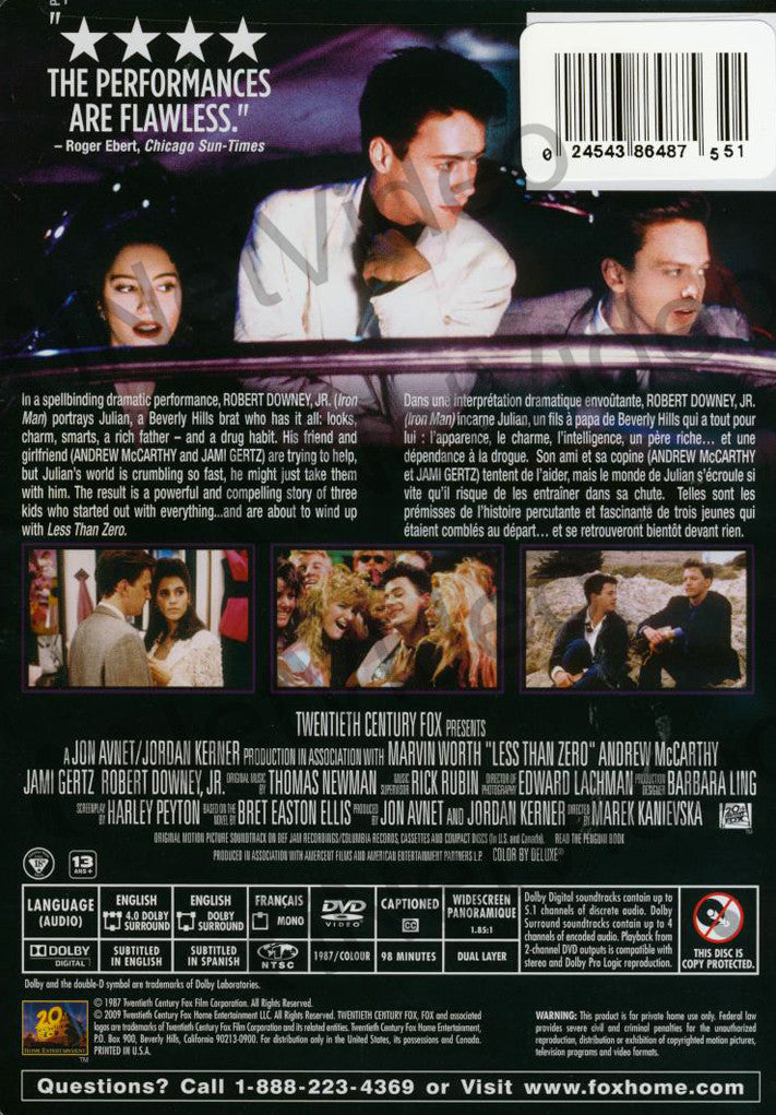 Less Than Zero Movie Poster