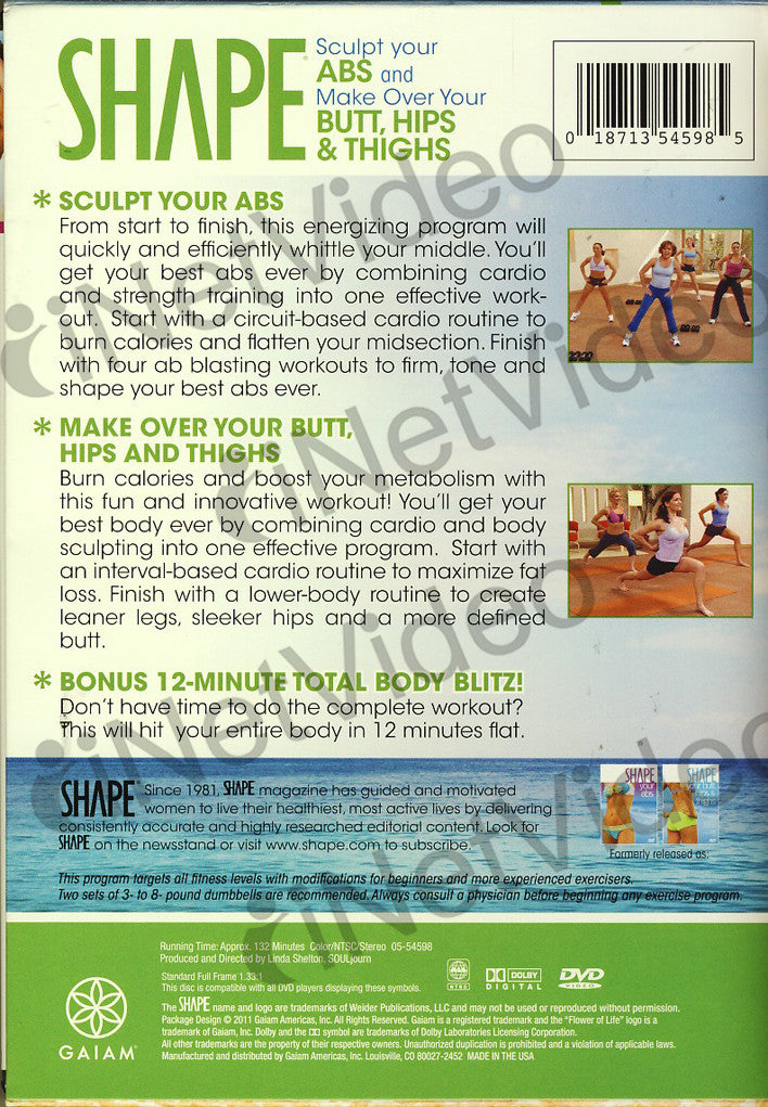 Shape 2 Pack DVD Set- Sculpt Your ABS / Make Over Your Butt, Hips and ...
