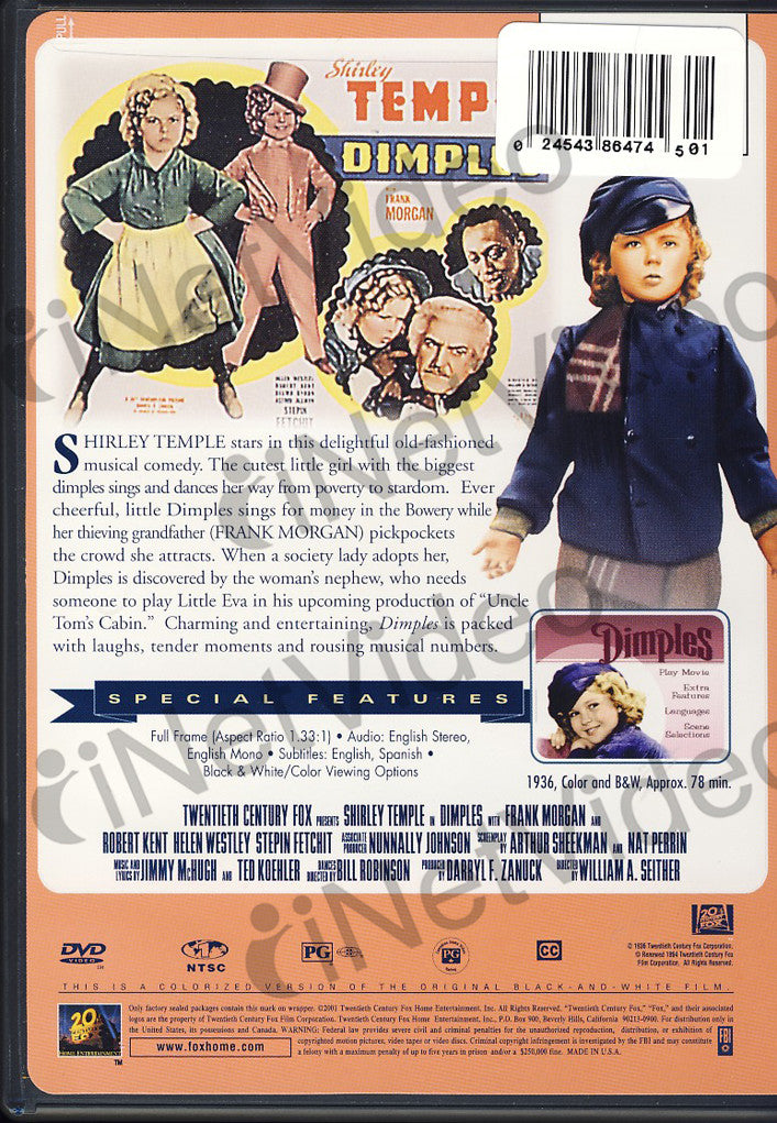 Shirley Temple - Dimples (20th Century Fox) on DVD Movie