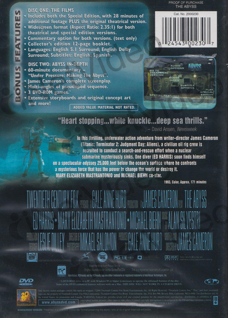 The Abyss - Special Edition (Boxset) on DVD Movie