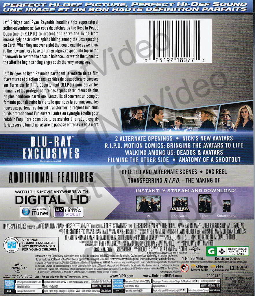 R.I.P.D. [Blu-ray + DVD + Digital Copy + UltraViolet] on DVD Movie