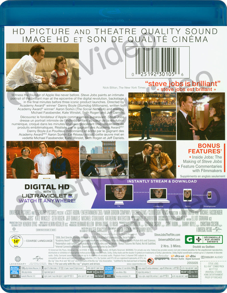 Steve Jobs (Blu-ray + DVD + Digital HD) (Bilingual) (Blu-ray) on BLU ...