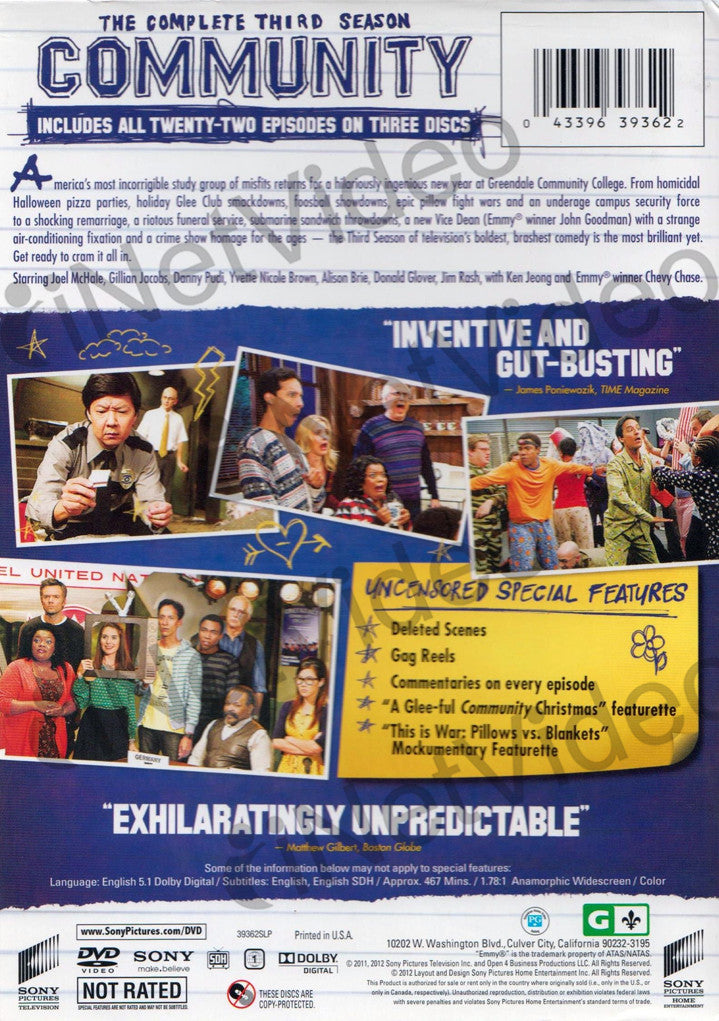 Community - The complete Third Season (Boxset) on DVD Movie