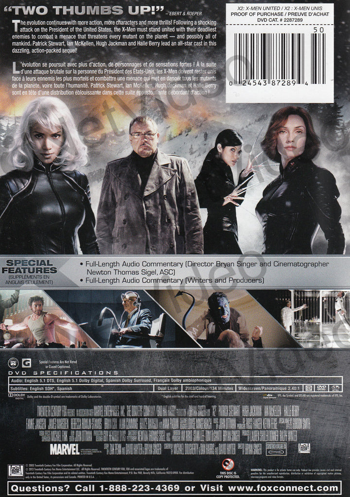 X2 - X-Men United (Widescreen Edition) (Bilingual) on DVD Movie
