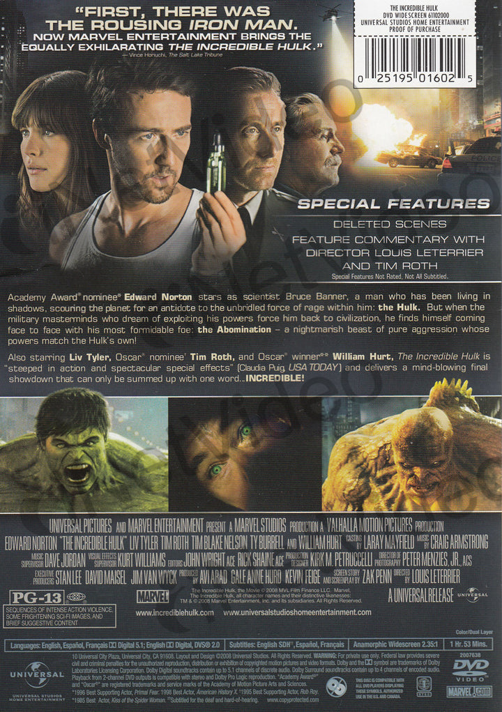 The Incredible Hulk 2008 Dvd