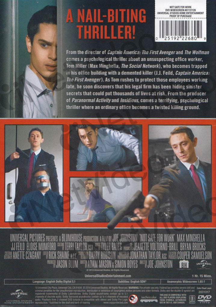 Not Safe for Work (Unrated) on DVD Movie