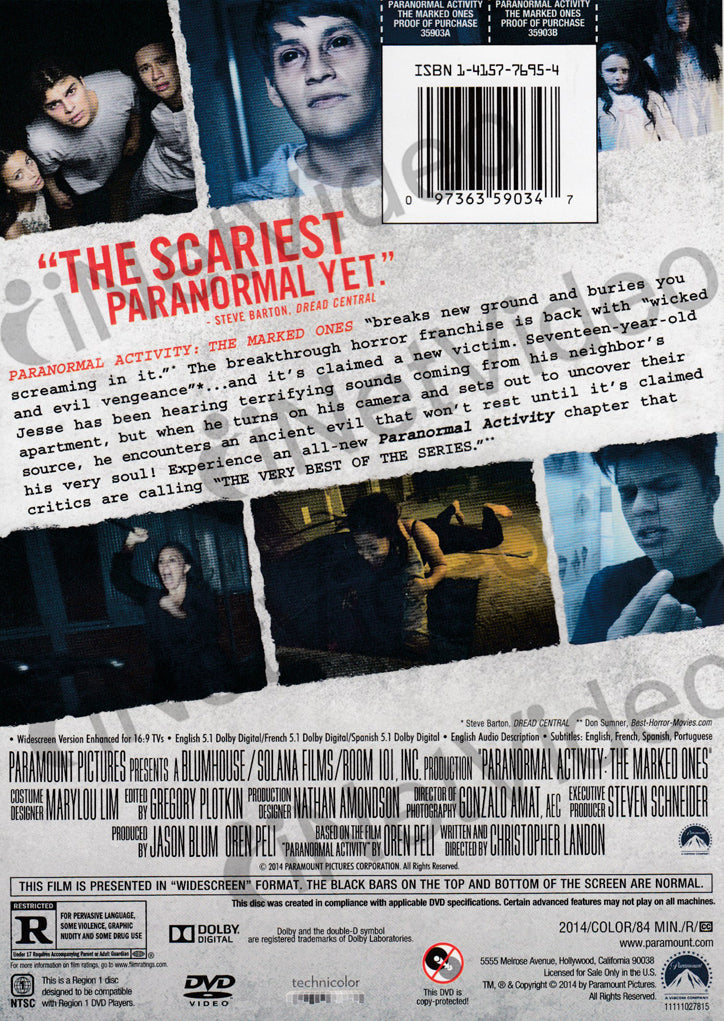 Paranormal Activity - The Marked Ones on DVD Movie