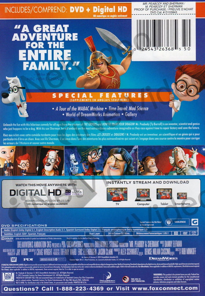 Mr Peabody And Sherman 2022 Dvd