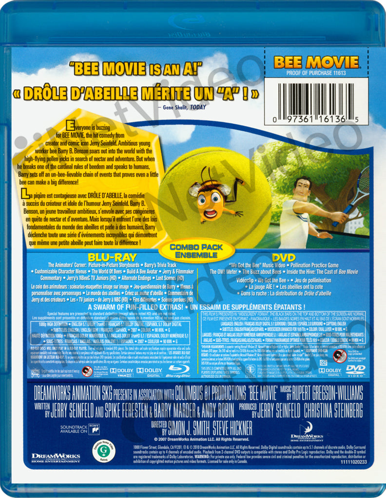 Bee Movie (Blu-ray + DVD) (Blu-ray) (Bilingual) on BLU-RAY Movie