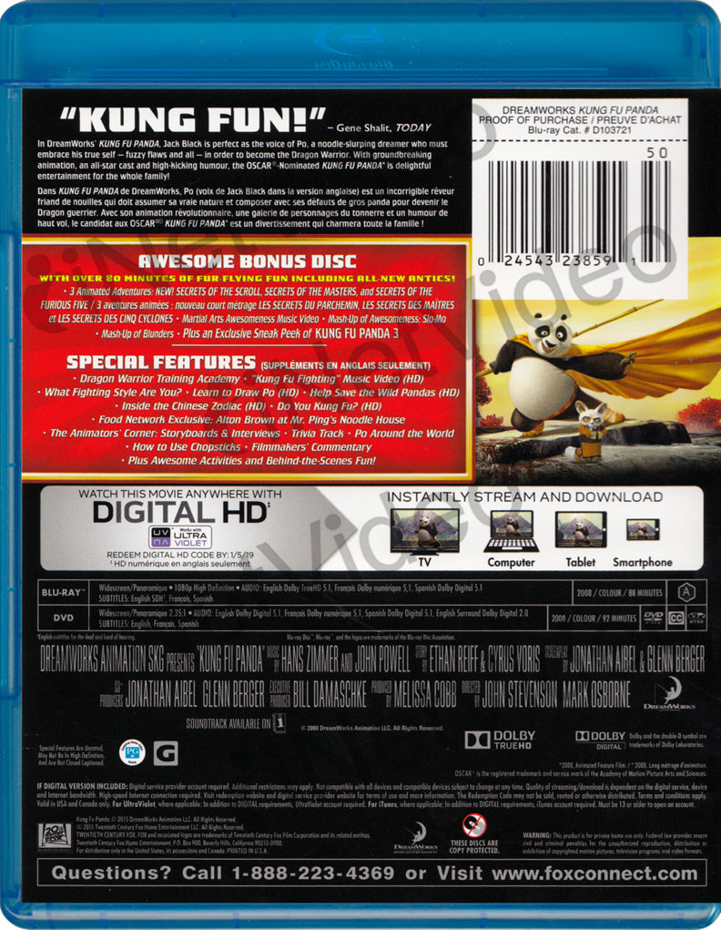 Kung Fu Panda (Ultimate Edition Of Awesomeness) (Blu-ray / DVD / Digital HD)(Blu-ray)(Bilingual ...