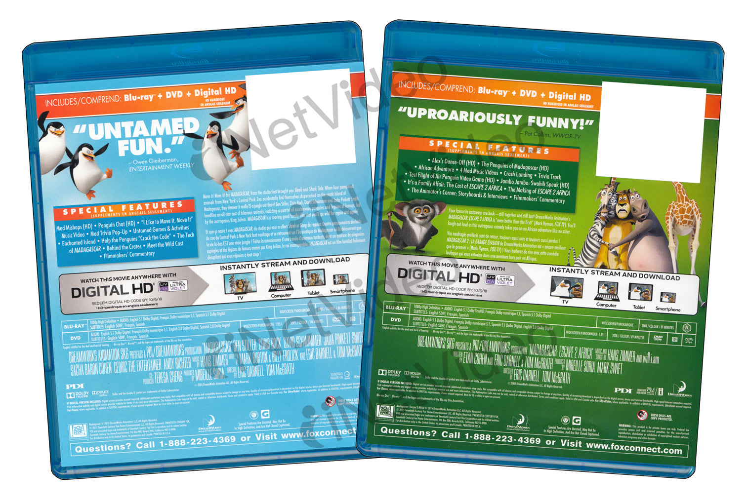Madagascar / Madagascar - Escape 2 Africa (Blu-ray / DVD) (Blu-ray) (2-Pack) (Bilingual) on BLU ...