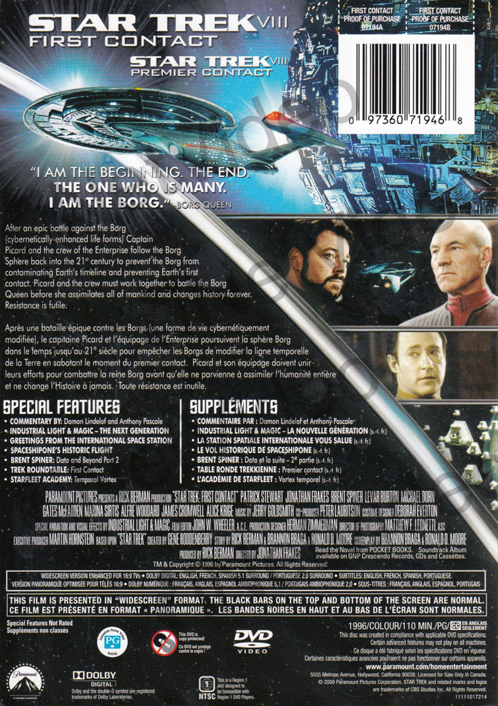 Star Trek - First Contact (VIII) (Bilingual) on DVD Movie