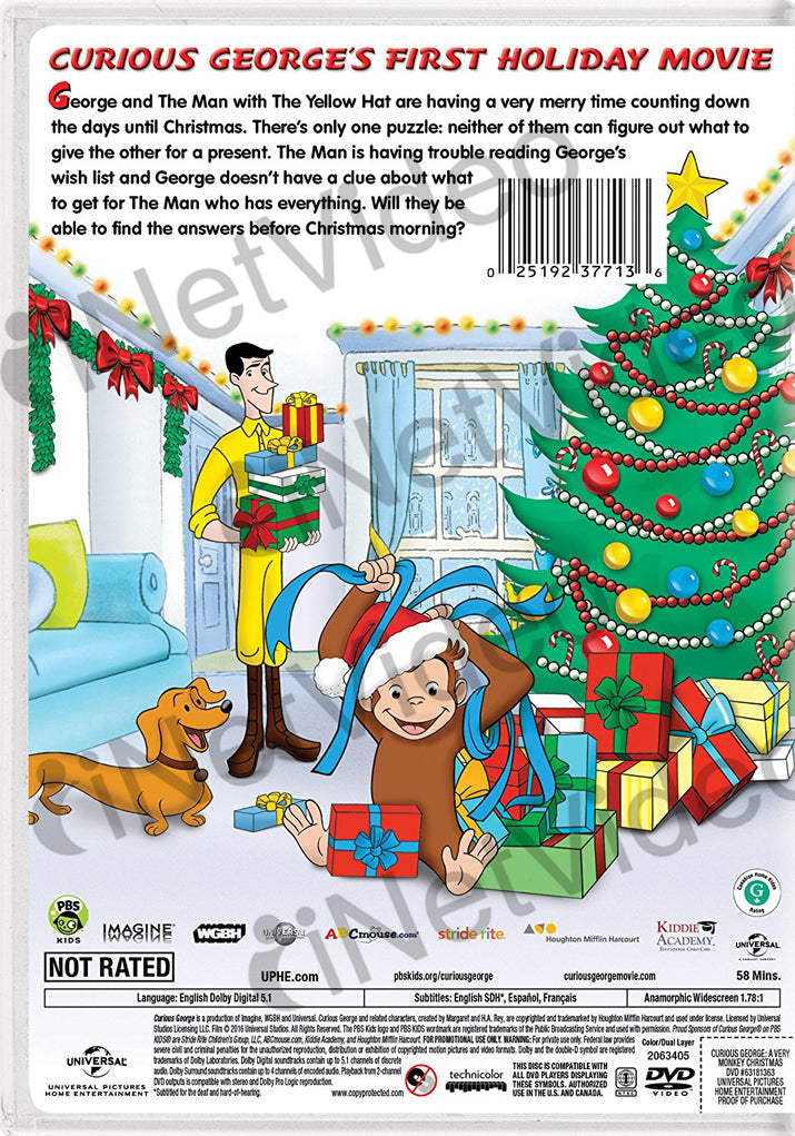 Curious George - A Very Monkey Christmas (White Cover) on DVD Movie