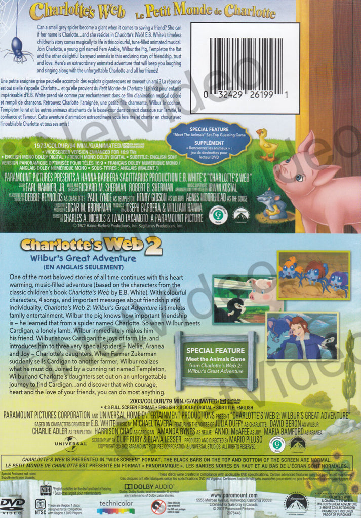 Charlotte's Web / Charlotte's Web 2 (2-Movie Collection) (Bilingual) on ...