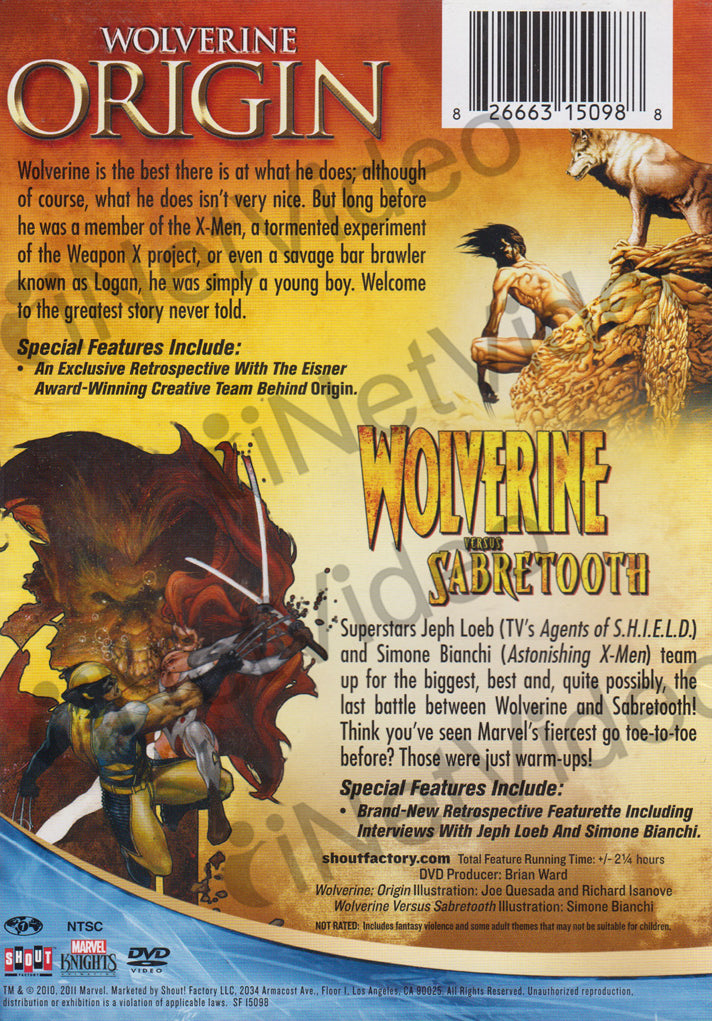 Wolverine: Origin / Wolverine Versus Sabretooth (Marvel Knights) on DVD ...