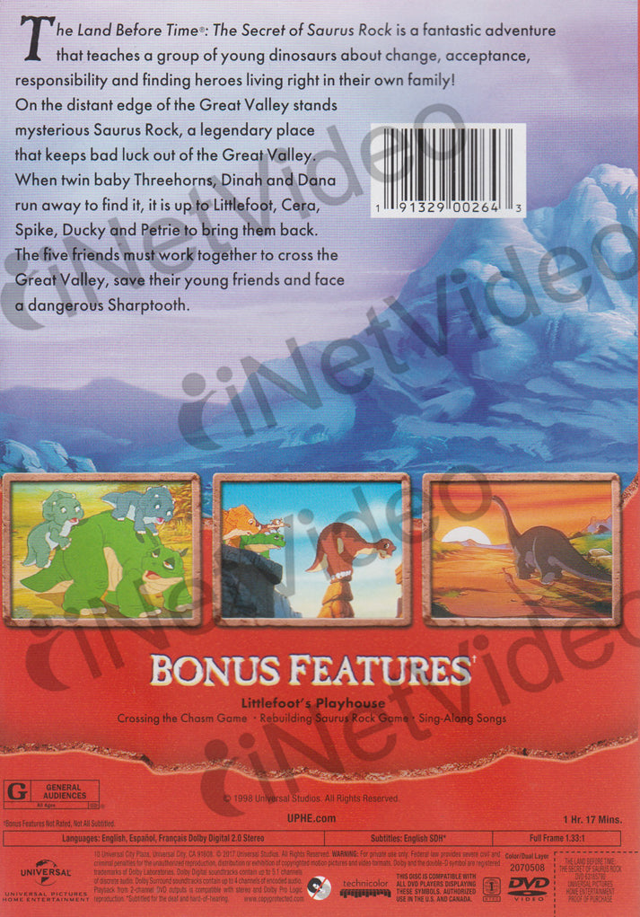 The Land Before Time Vi The Secret Of Saurus Rock Vhs