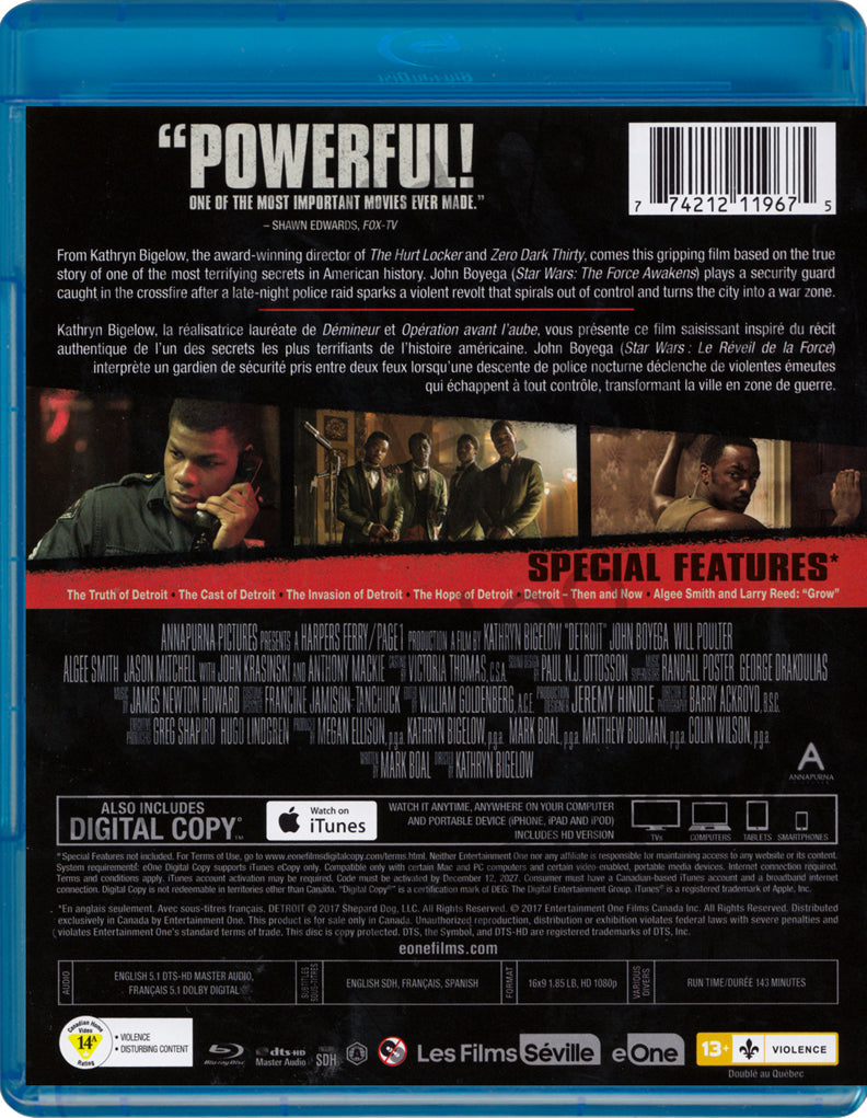 Detroit (Blu-ray + Digital Copy) (Blu-ray) (Bilingual) on BLU-RAY Movie