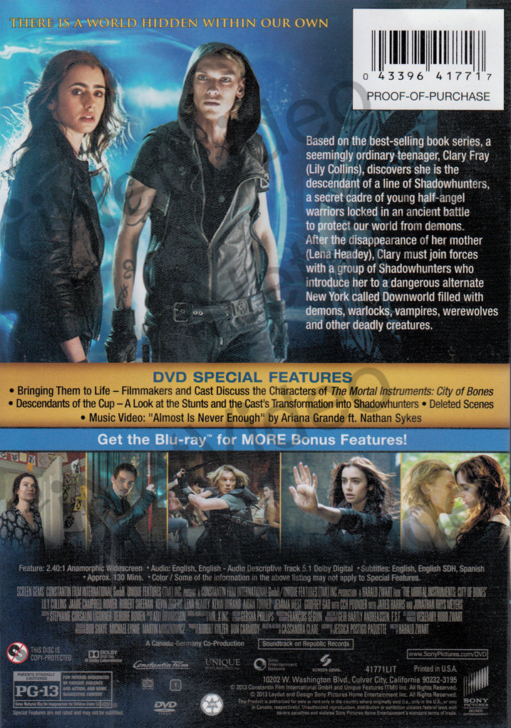 Mortal Instruments City Of Bones Dvd Cover