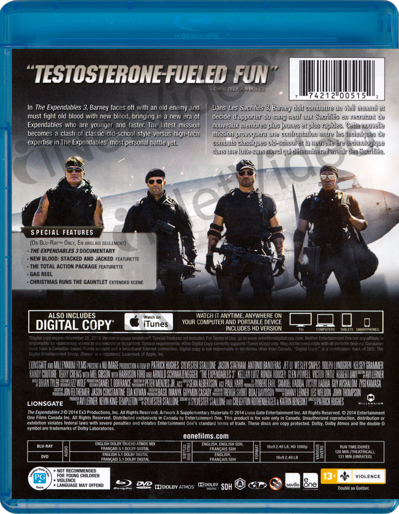 The Expendables 3 (Unrated Edition) (Blu-ray + DVD + Digital Copy) (Blu ...