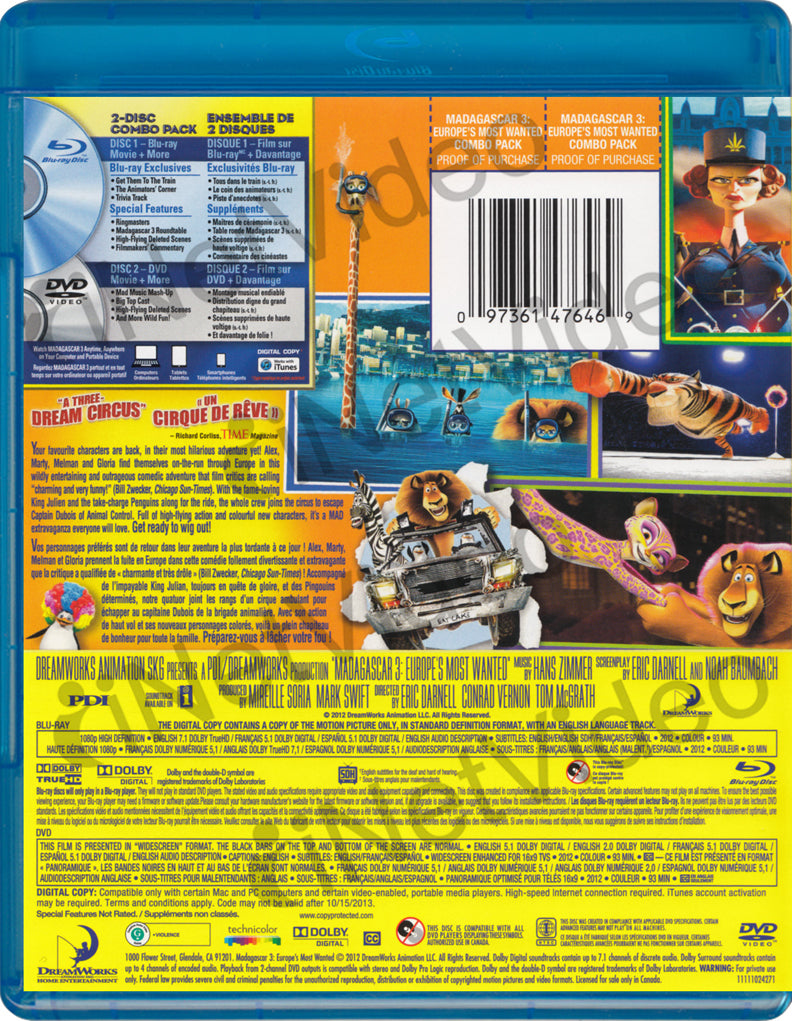 Madagascar 3 Blu Ray