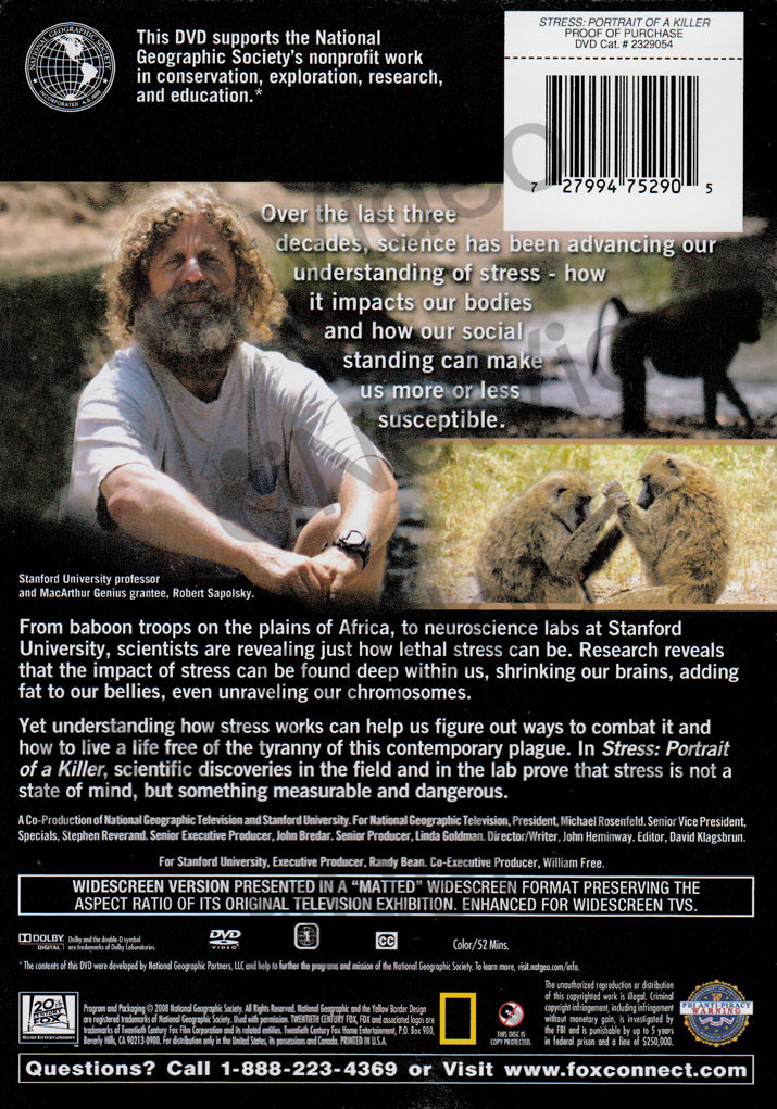 Stress : Portrait of a Killer (National Geographic) on DVD Movie