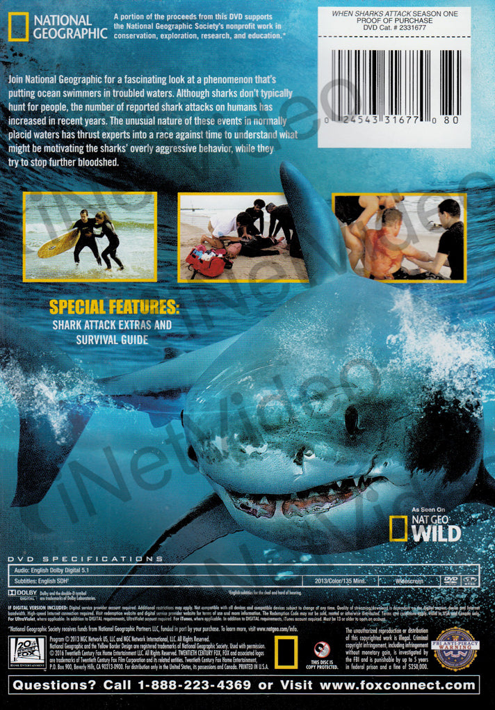 When Sharks Attack - Season 1 (National Geographic) on DVD Movie