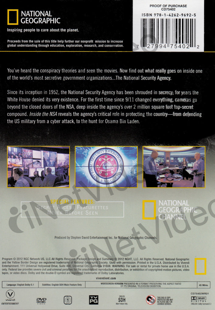 Inside the NSA : America s Cyber Secrets (National Geographic) on DVD Movie