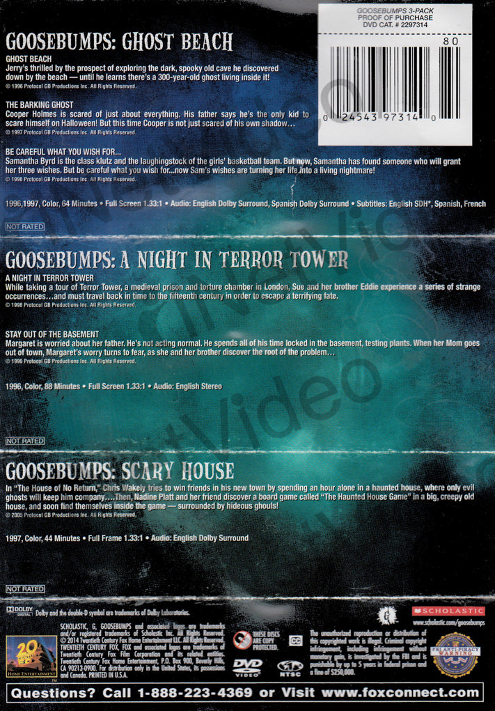 Goosebumps: Ghost Beach / A Night In Terror Tower / Scary House (3-Pack ...
