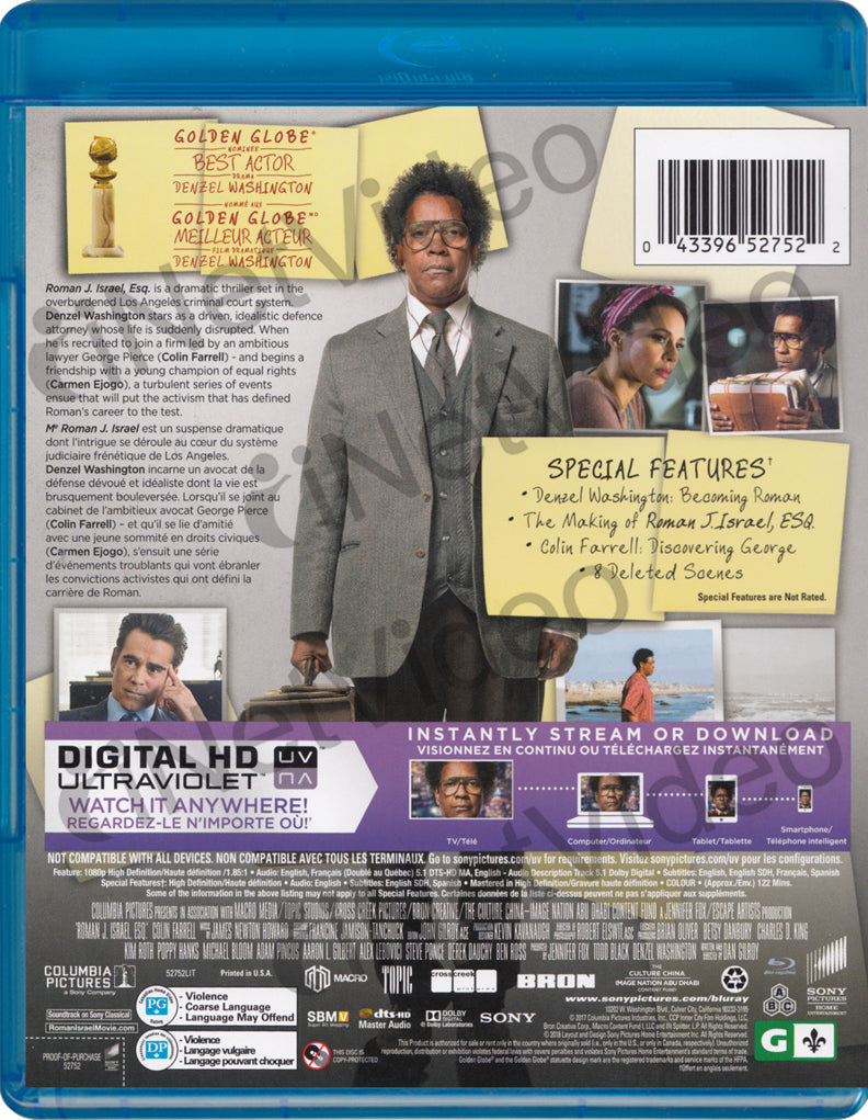 Roman J. Israel, Esq (Blu-ray / Digital HD Ultraviolet) (Blu-ray ...