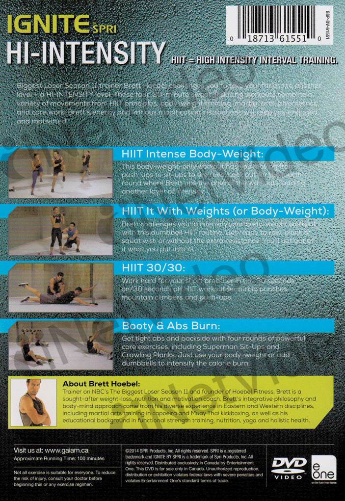 Ignite By Spri : Hi-intensity - Featuring Brett Hoebel on DVD Movie