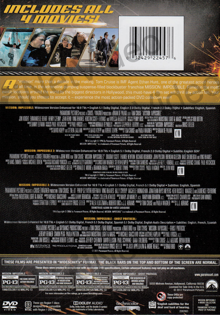 Mission: Impossible Collection (Mission: Impossible 1 - 4) on DVD Movie
